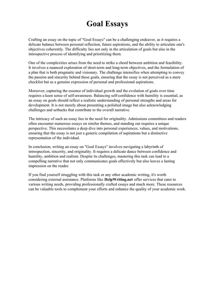 Goal Essays.pdf | Homework and Study | Education