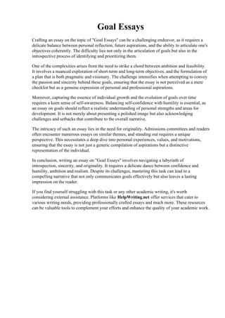 Goal Essays | PDF