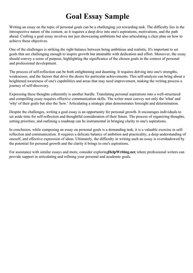 Goal Essay Sample | PDF