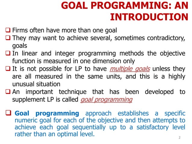 Goal programming | PDF | Business | Business and Finance