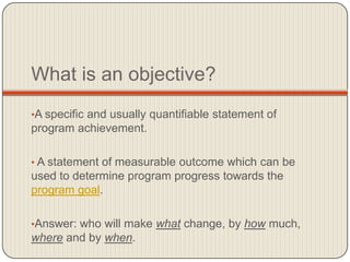 Goals, Objectives, and Logic Models | PPTX