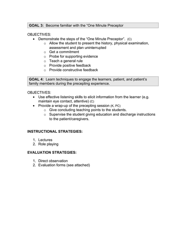 Goals objectives example | DOC | Education