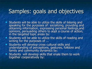 Goals And Objectives in a Language Course | PPT