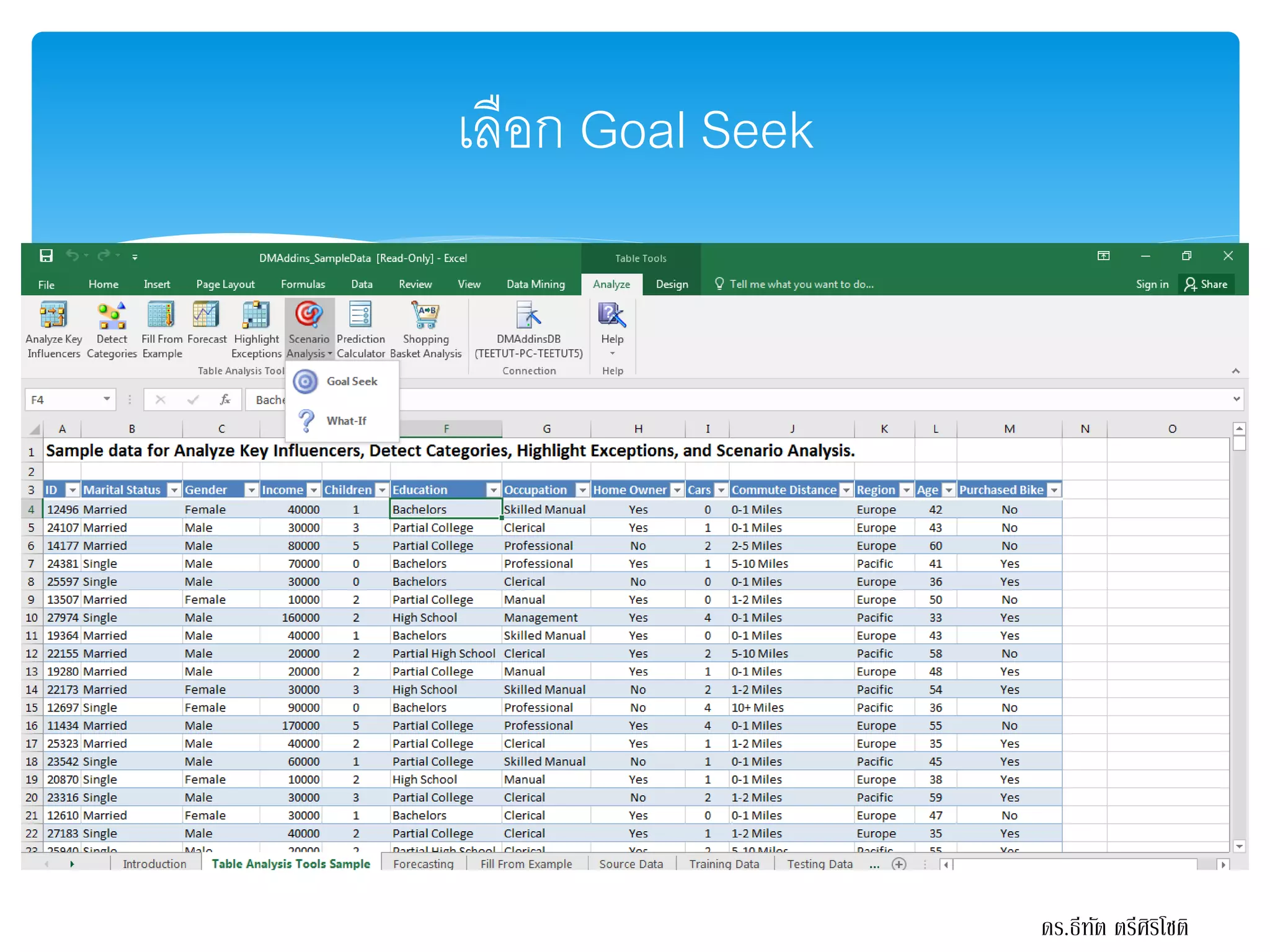 Goal seek in data mining add in excel 2010 | PPTX
