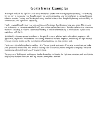 Goals Essay Examples | PDF