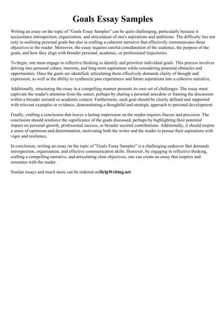 Goals Essay Samples | PDF
