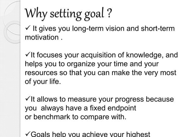 PPT on Goal Setting | PPTX | Science