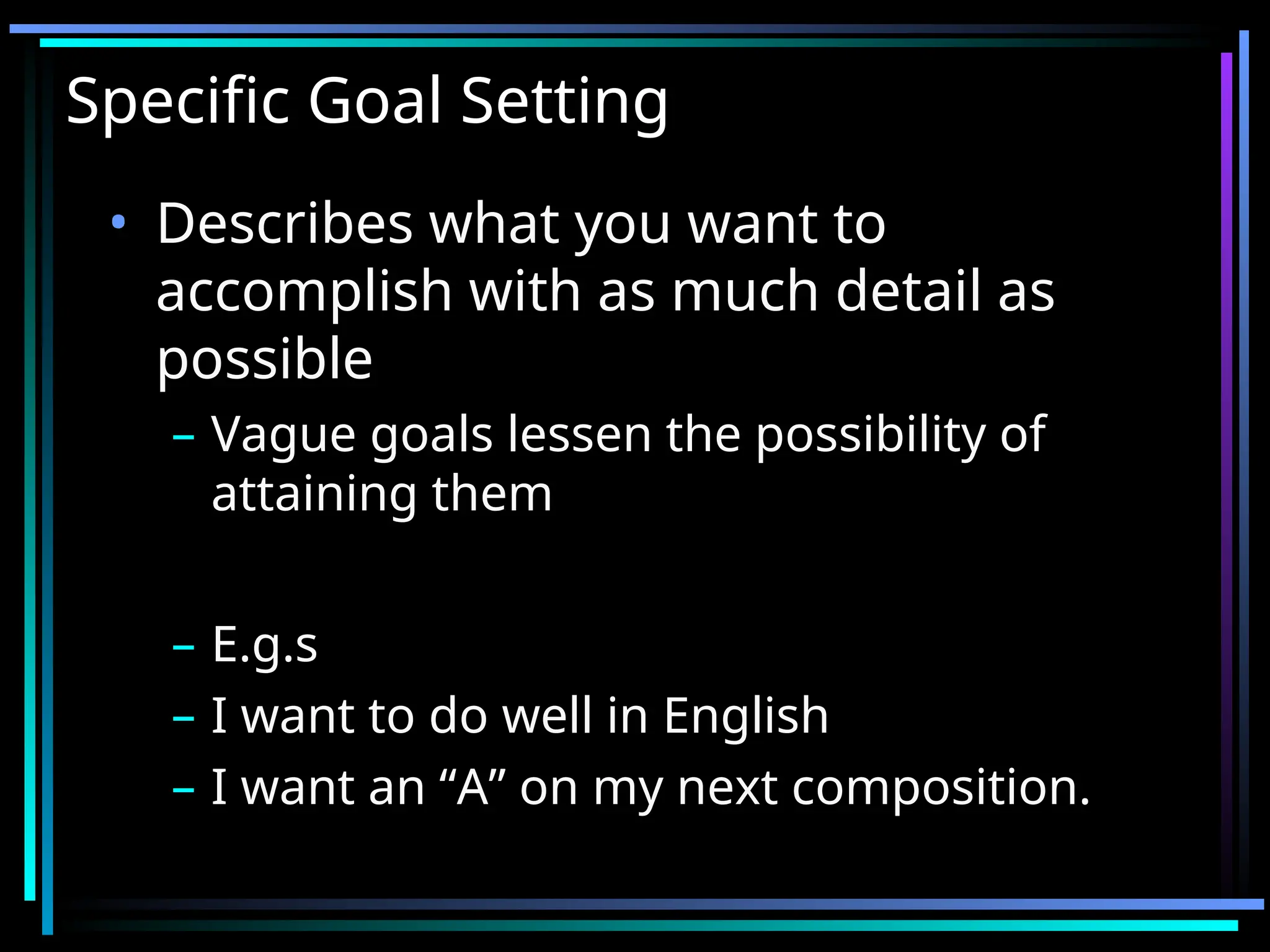 Goal_Setting Power Point Presentation for students | PPT