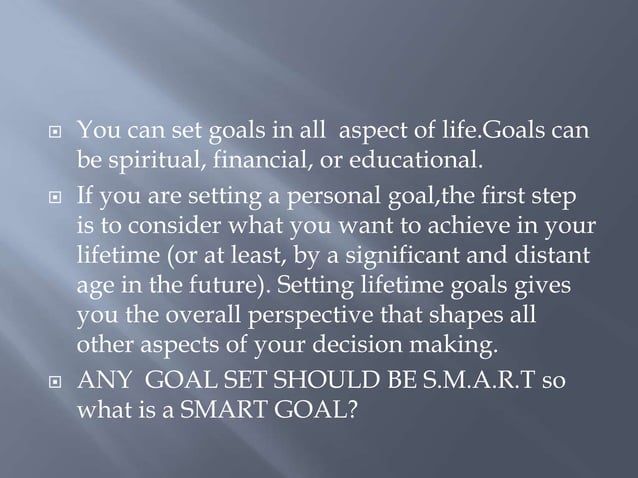 Goal setting-How to Set SMART GOALS | PPTX | Resume Writing and Advice ...