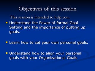 Goal setting session | PPT