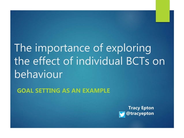 The importance of exploring the effect of individual behaviour change ...
