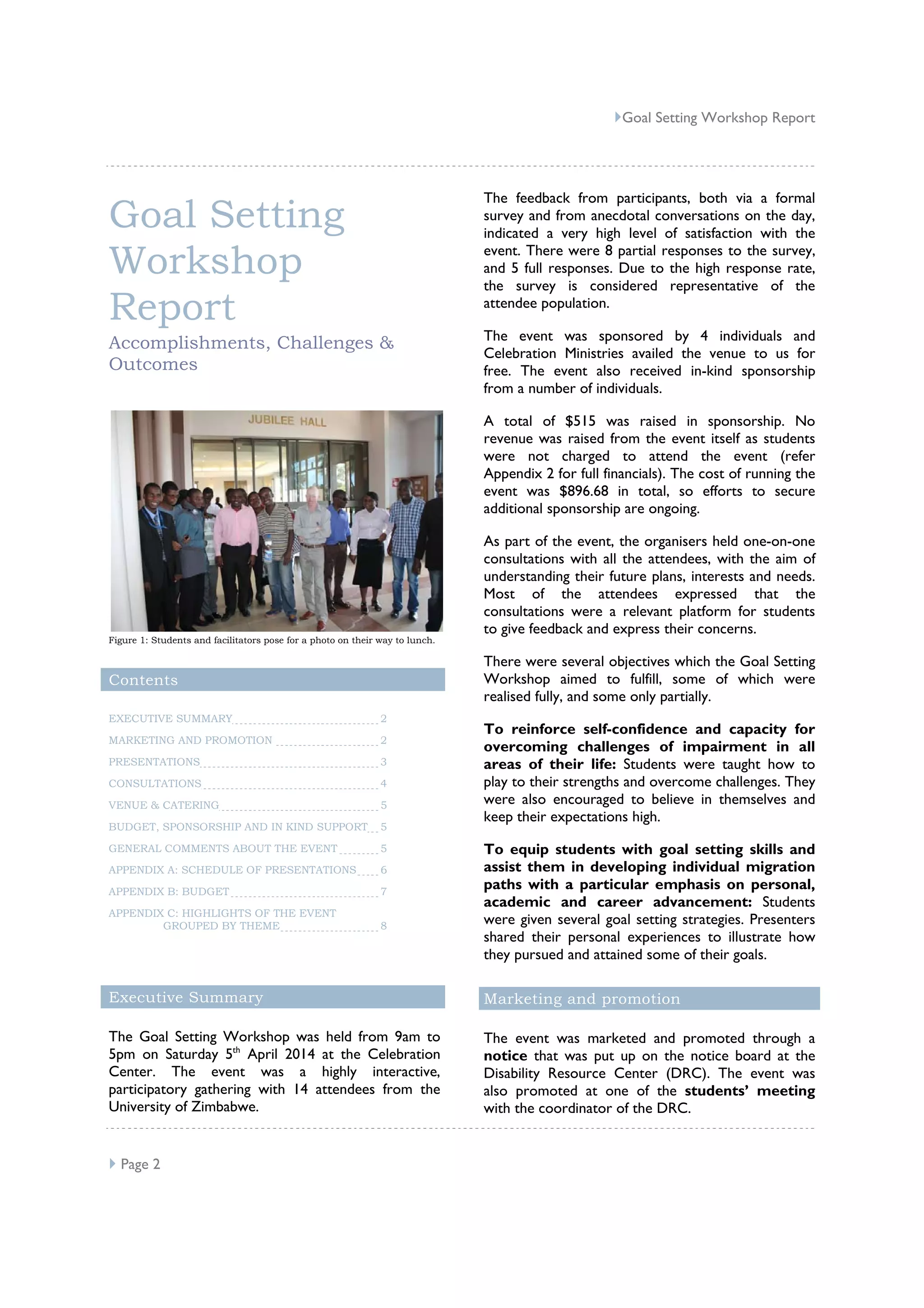 Goal setting workshop report | PDF