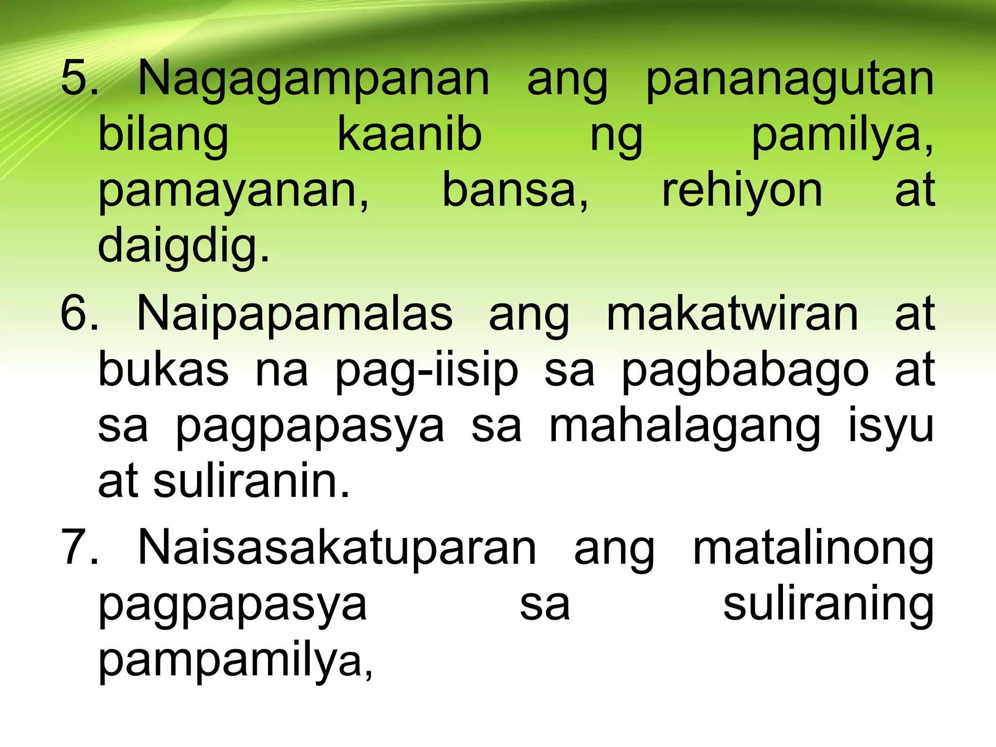 Goals, expectations and competencies of makabayan secondary level | PPT