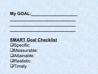 Goals For Smart Goals | PPT