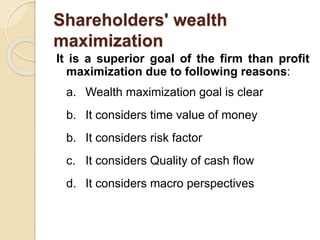 Goals of firm business finance | PPT