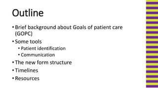 Goals of patient care introduction | PPT