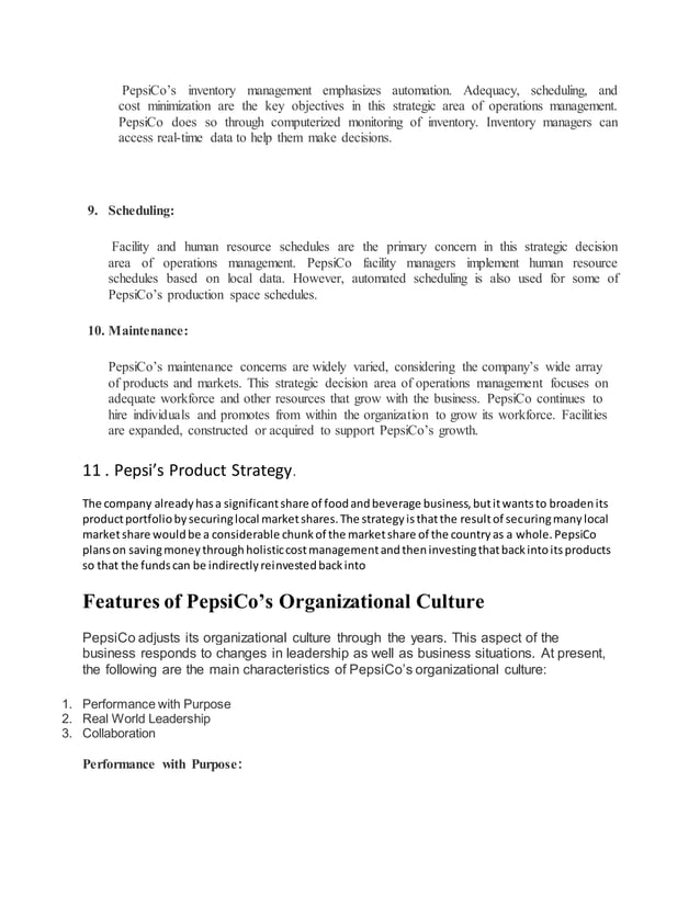 Goals Of Pepsico Docx