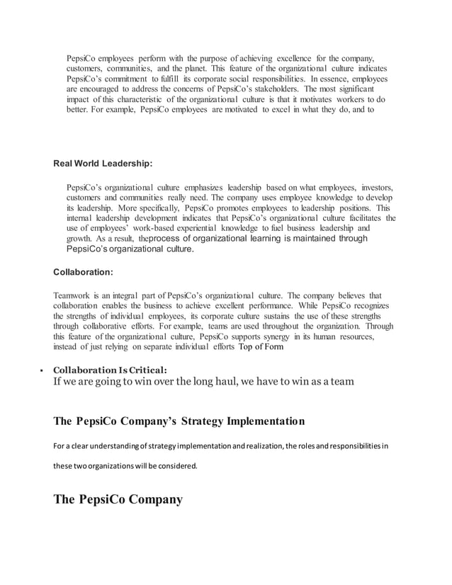 Goals Of Pepsico Docx