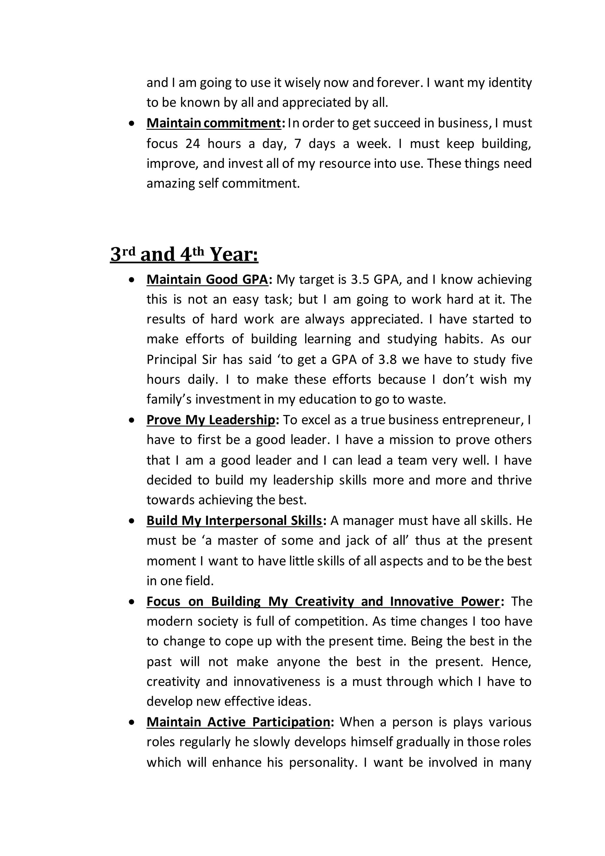 My Goals in Life - BBA Orientation Assignment | DOCX