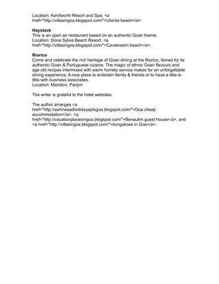 Goan restaurants in goa | PDF