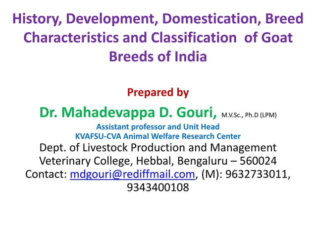 Goat breeds of india history, development and classification | PPTX