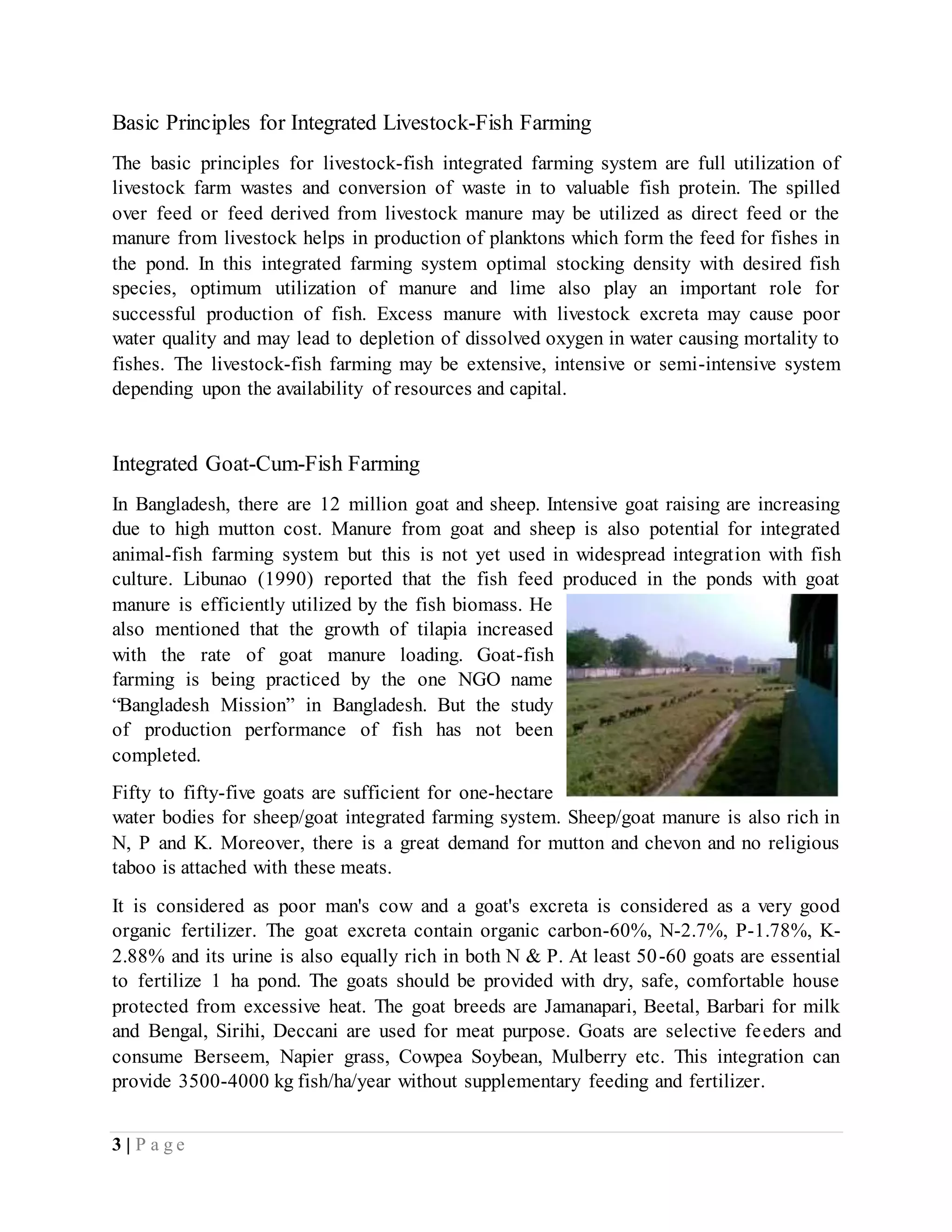 Goat cum Fish Farming - Present Status and Prospect in Bangladesh | DOCX
