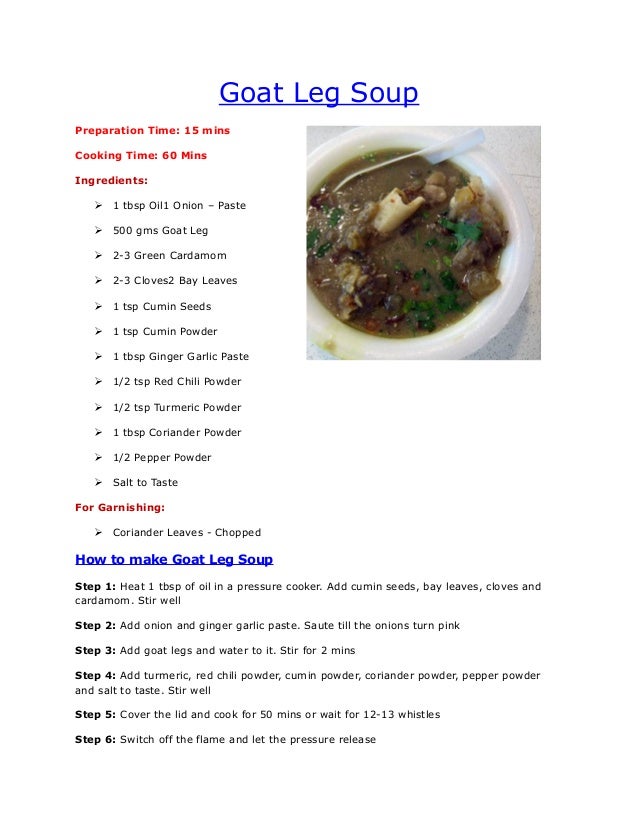 Goat Leg Soup Recipe
