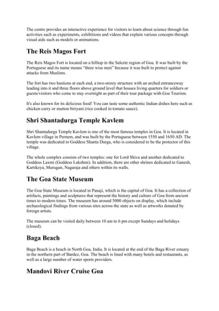 GOA TOURISM.pdf | Asia Travel | Travel Locations