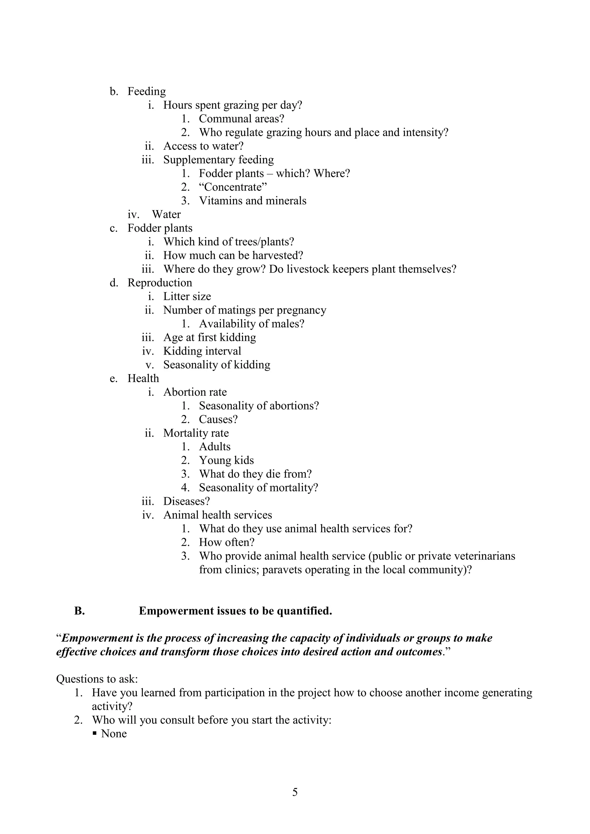 Goat production check list. Guidelines for preparation and ...