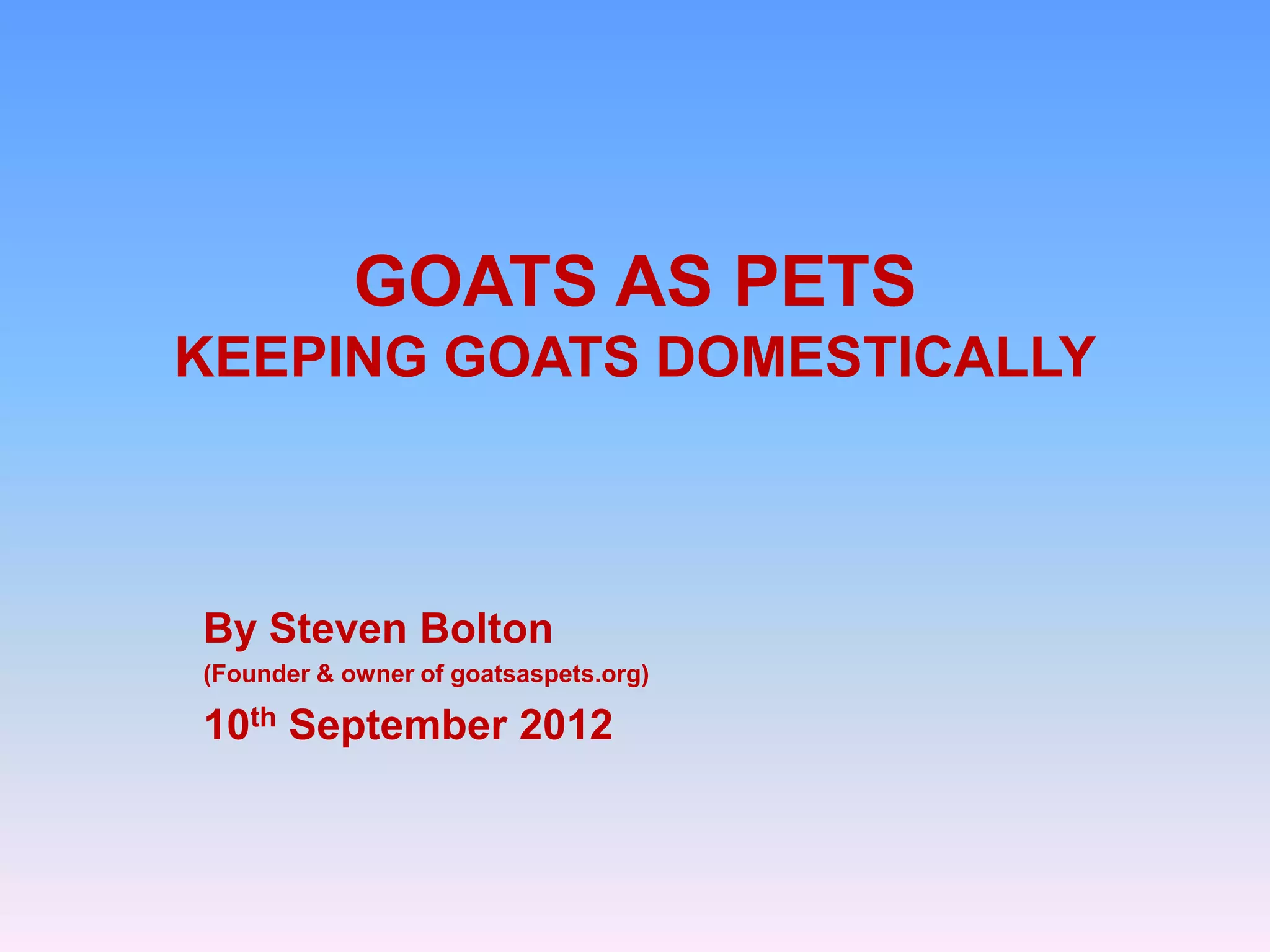 Goats As Pets | PPT