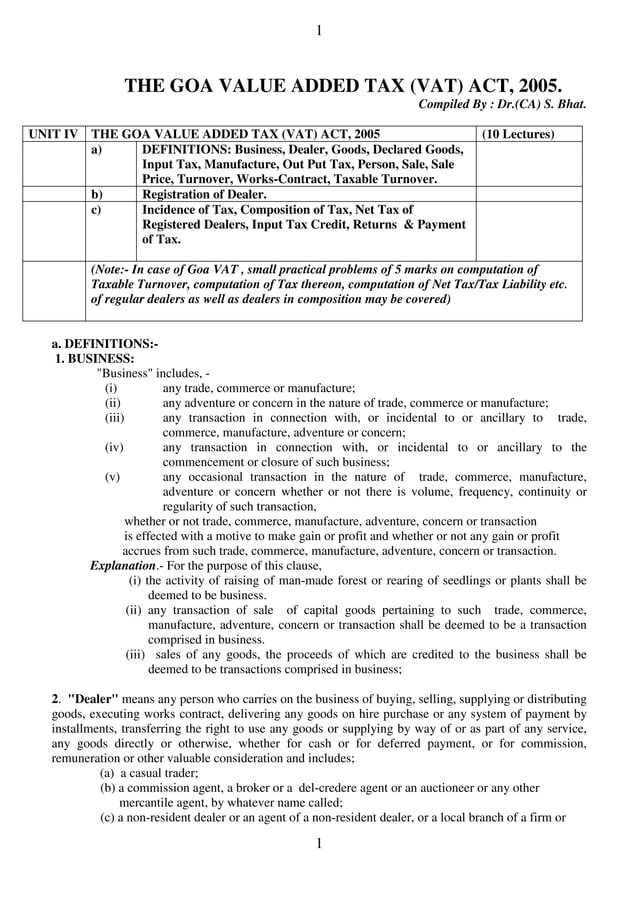 Goa Value Added Tax | PDF