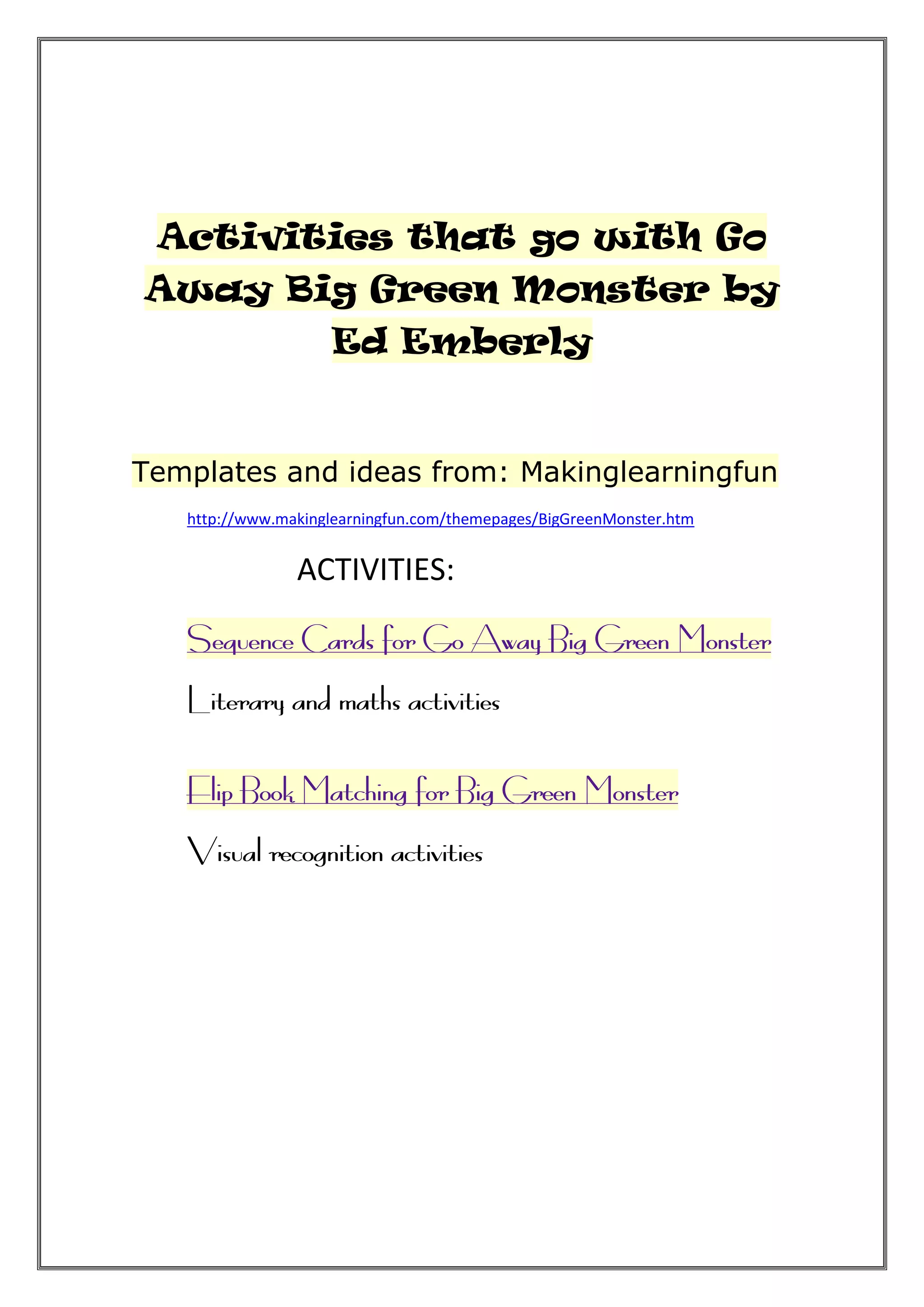 Go away box activities | PDF