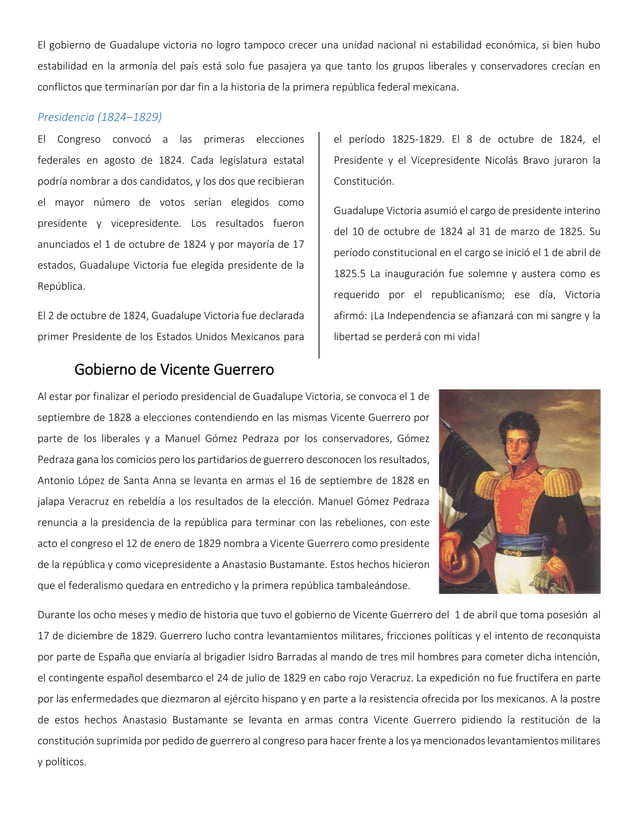 Gobiernos En Mexico De 1821 A 1876 Actores Y Hechos Principales