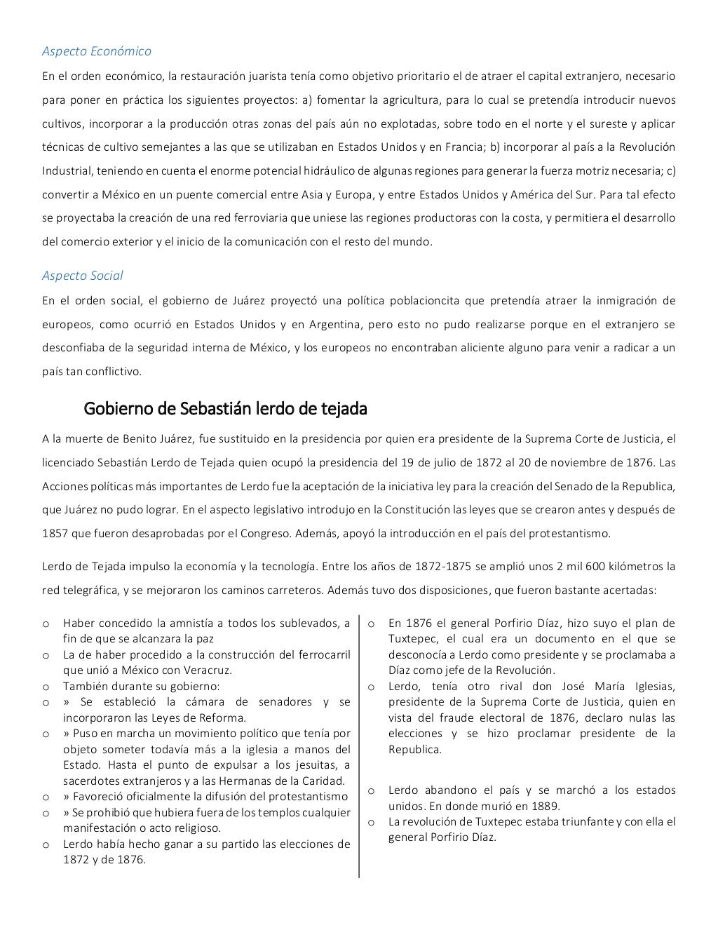 Gobiernos En Mexico De 1821 A 1876 Actores Y Hechos Principales