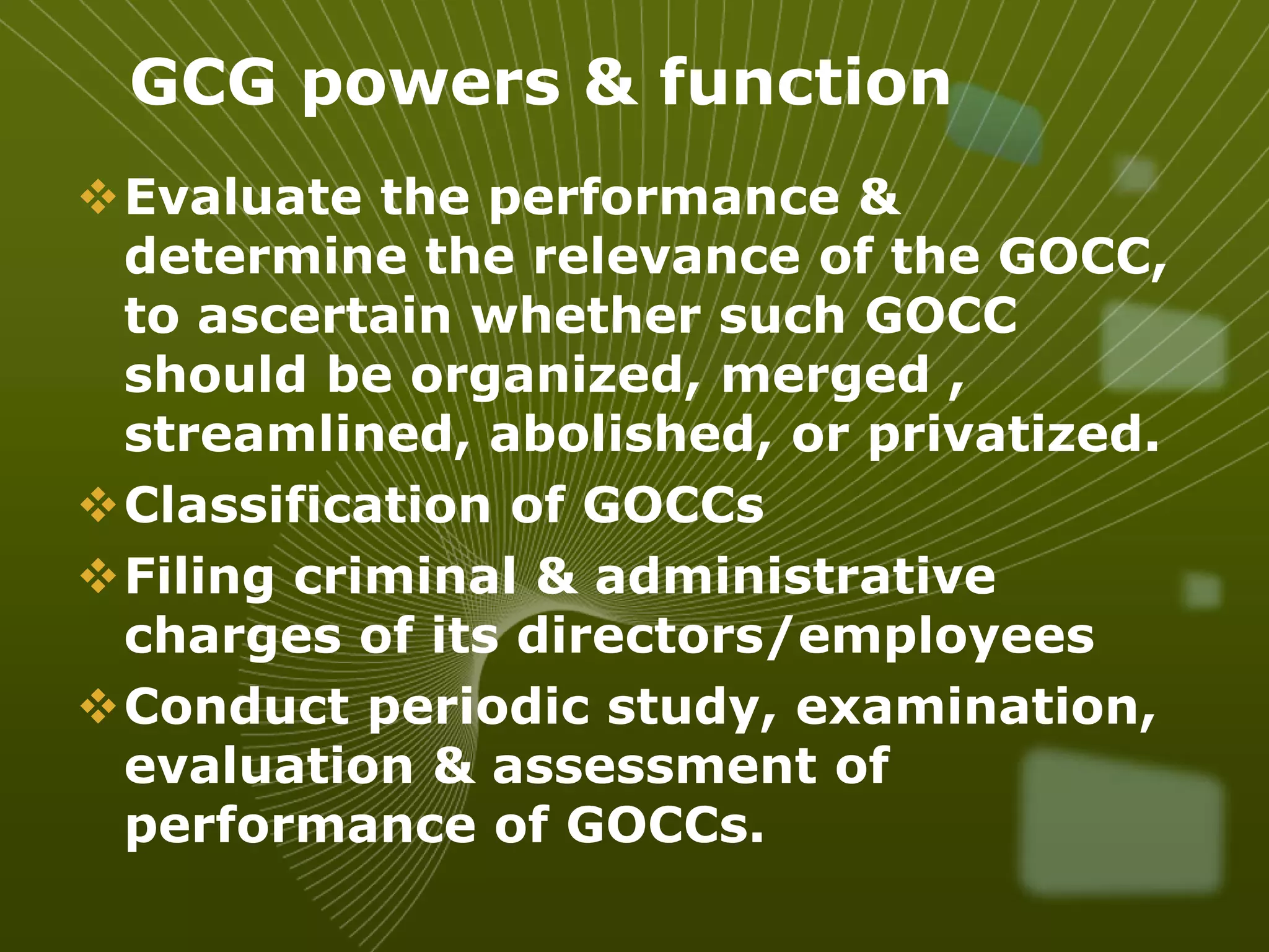 Goverment Owned and Contolled Corporation (GOCC) - Report | PPTX