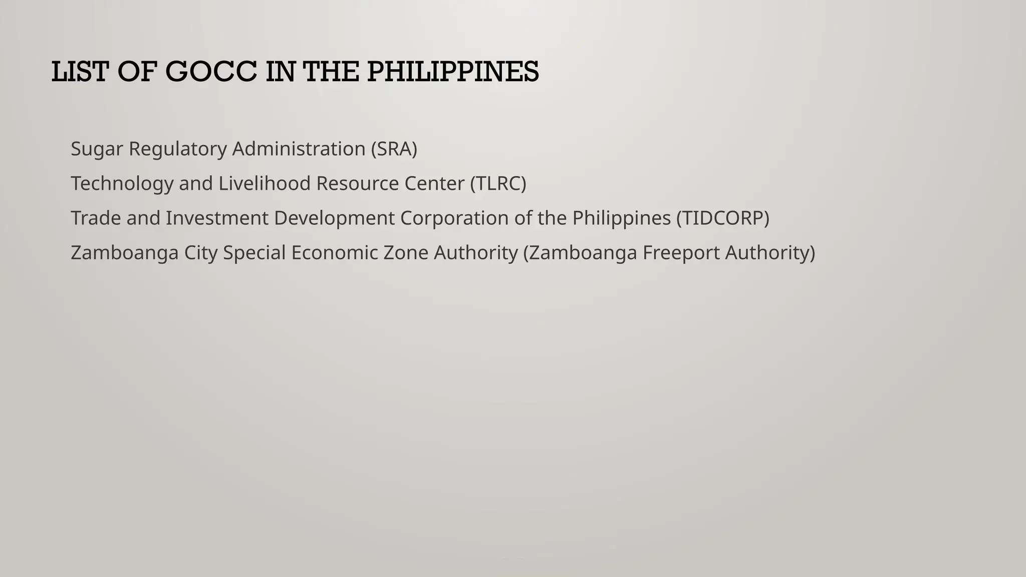 GOCCs-Lecture-2.pptx Government - owned and controlled corporation | PPTX