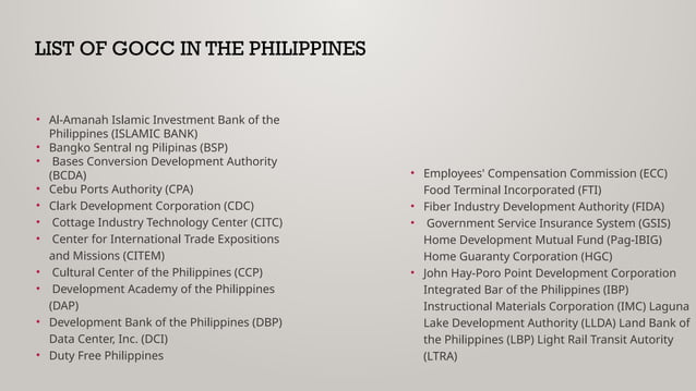 GOCCs-Lecture-2.pptx Government - owned and controlled corporation ...