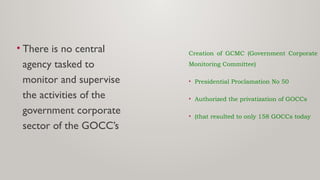 GOCCs-Lecture-2.pptx Government - owned and controlled corporation | PPTX | Business Accounting ...