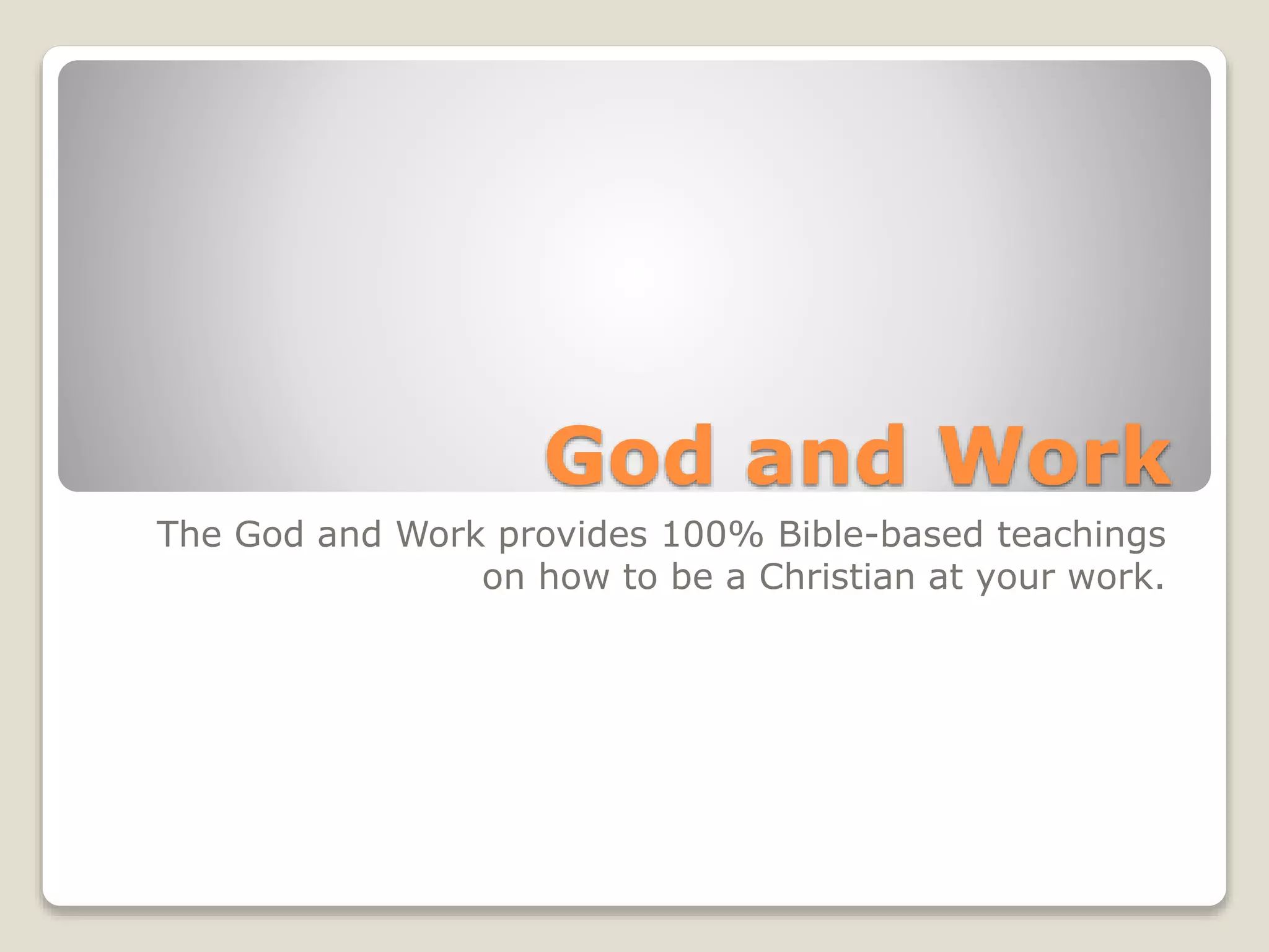 God and Work | PPTX
