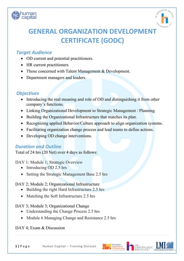 General Organization Development Certificate | PDF