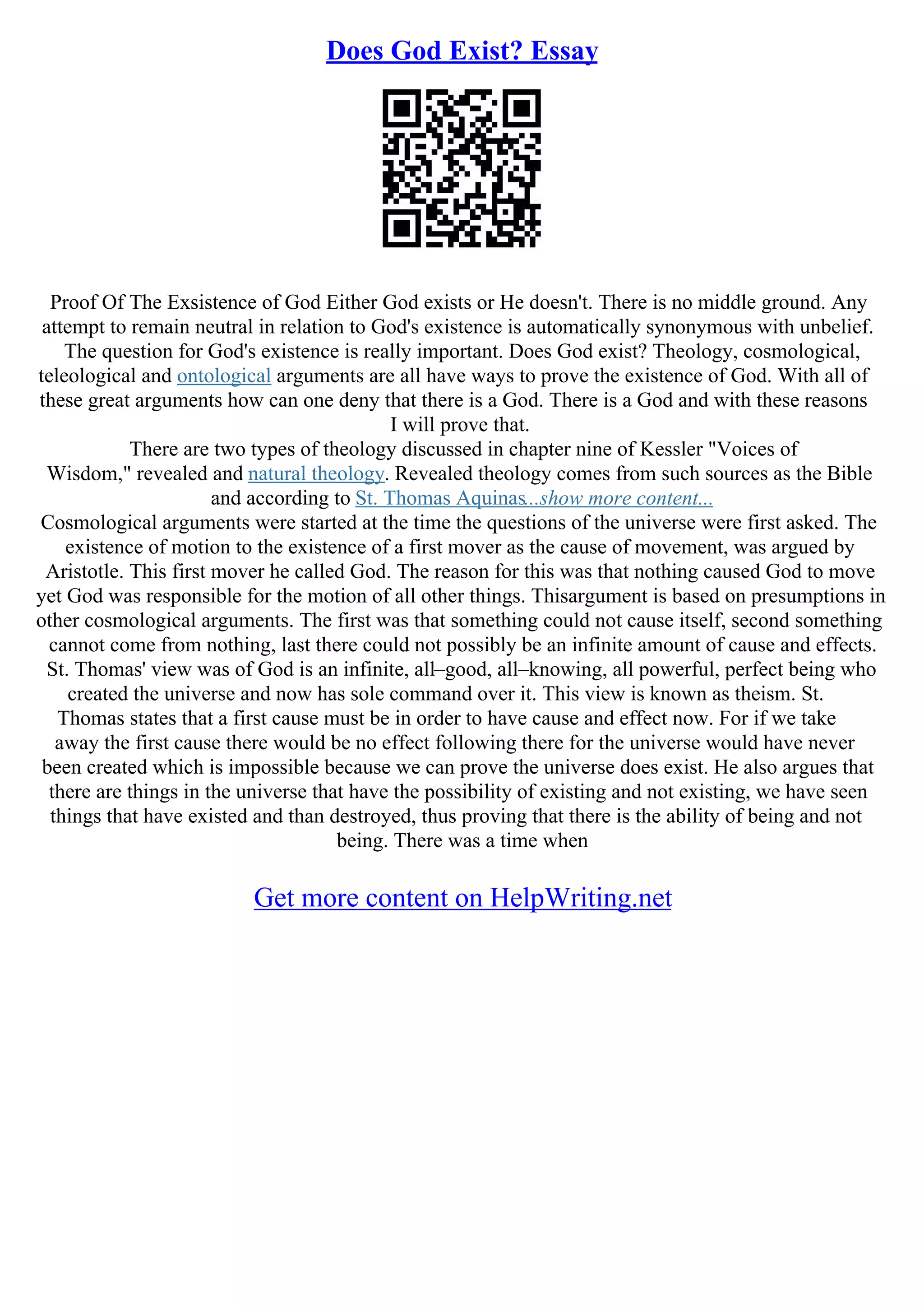 God Does Not Exist Essay | PDF