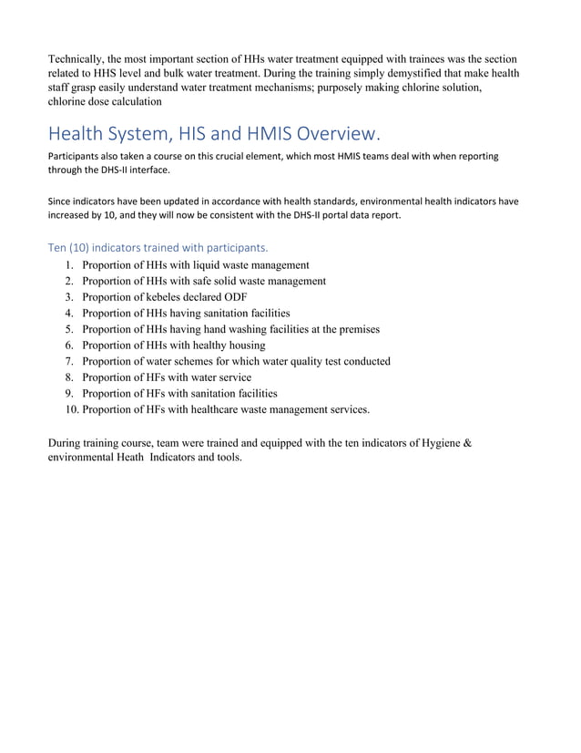 Somali Region districts HMIS focal points WASH training Report. | PDF ...