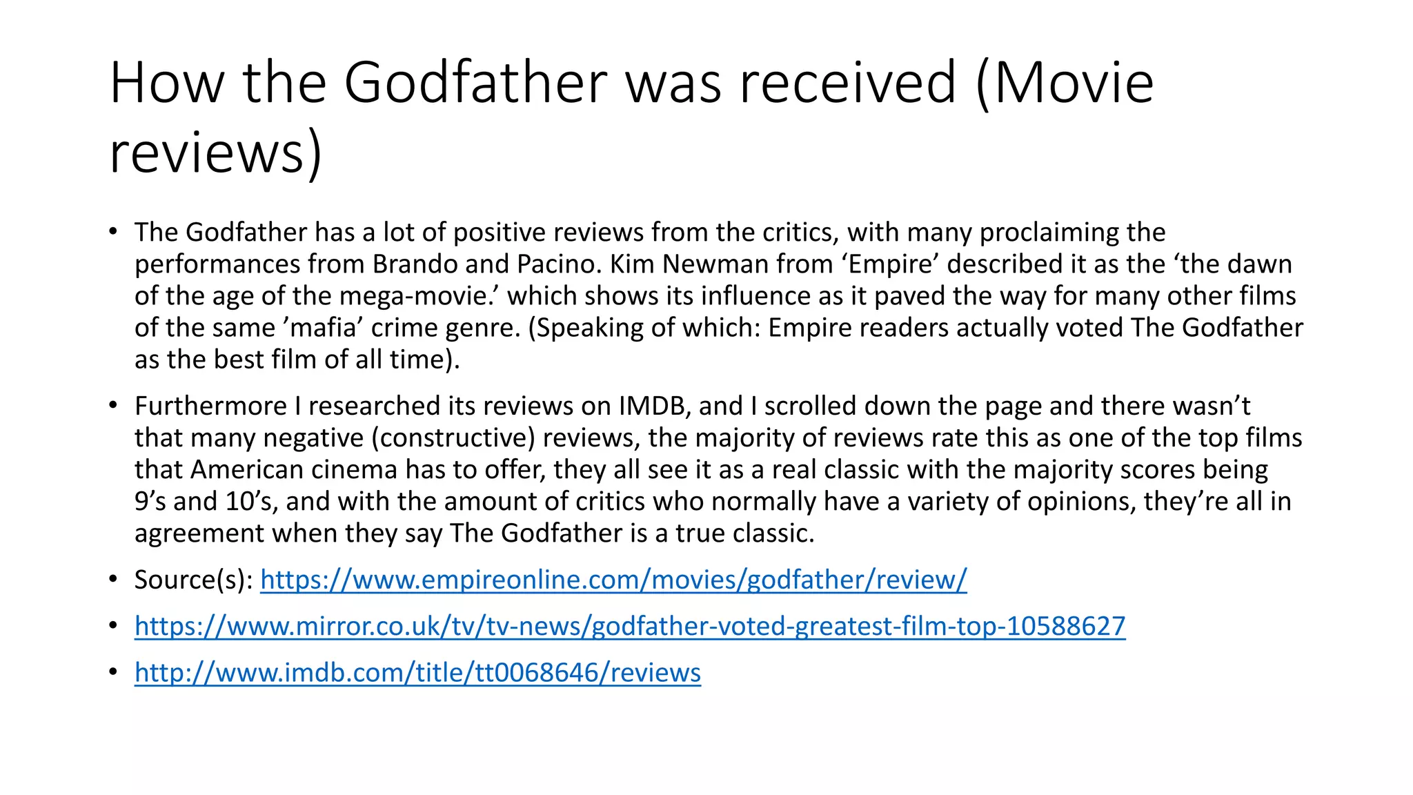 Godfather analysis redone | PPTX