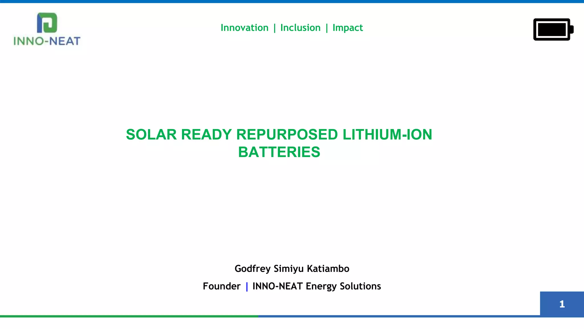 Solar Ready Repurposed Lithium-Ion Batteries | PPT