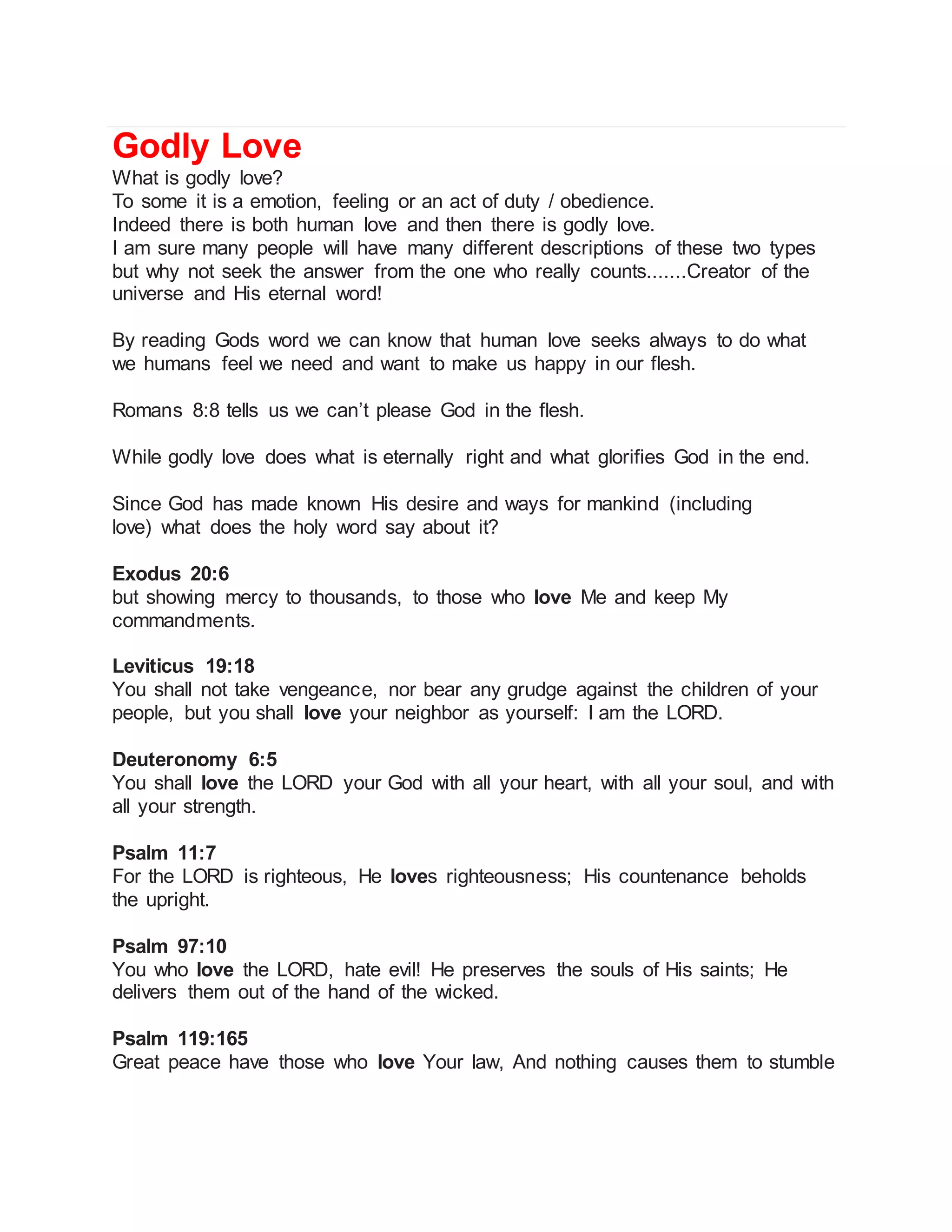 Godly Love | DOCX | Christianity | Religion & Spirituality