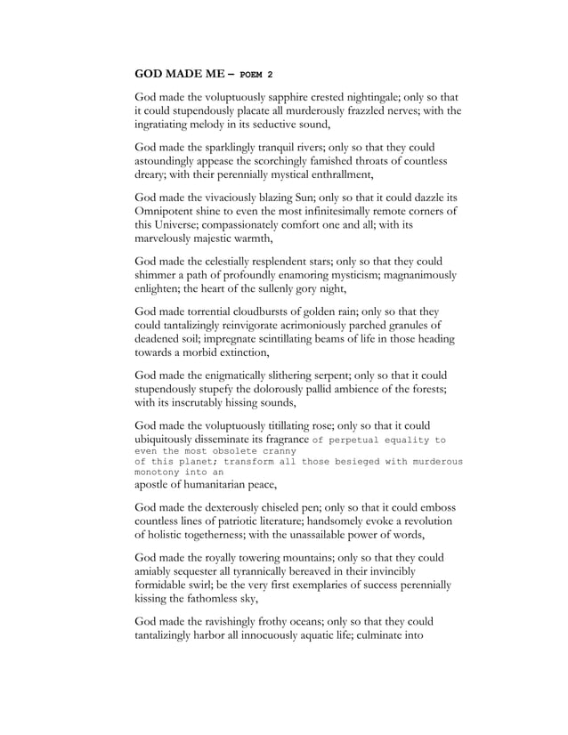 God Made Me - Poem 2 | PDF