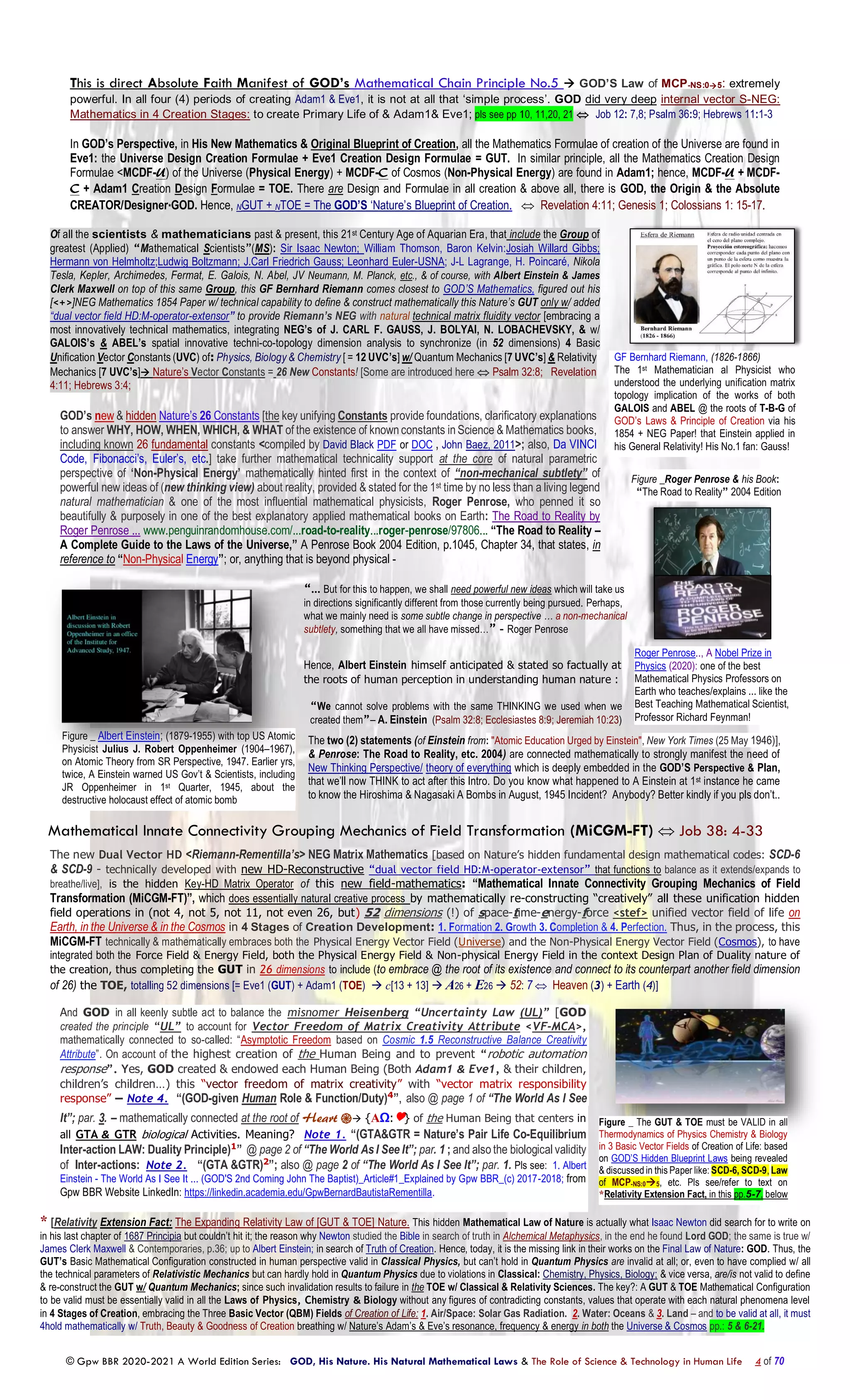GOD, Nature & His Mathematical Laws. the TOE & GUT of the GBtZ Solution ...