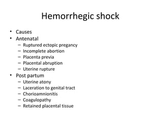 Shock in obstetrics | PPT