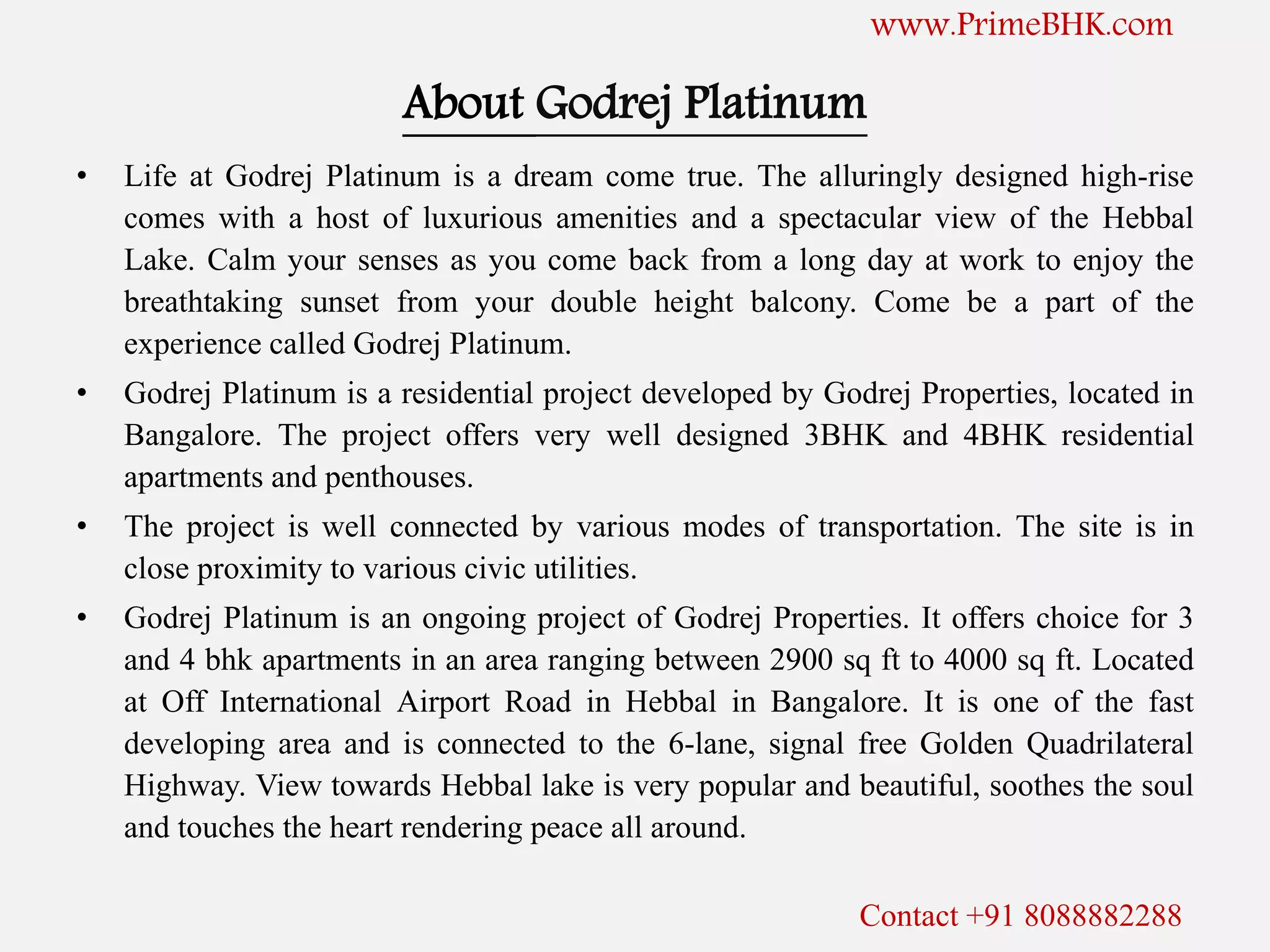 Godrej platinum, hebbal, bangalore | PPTX