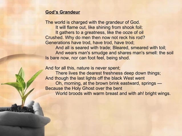 Gods Grandeur Gerald Manley Hopkins | PPT Gods Grandeur Gerald Manley Hopkins | PPT